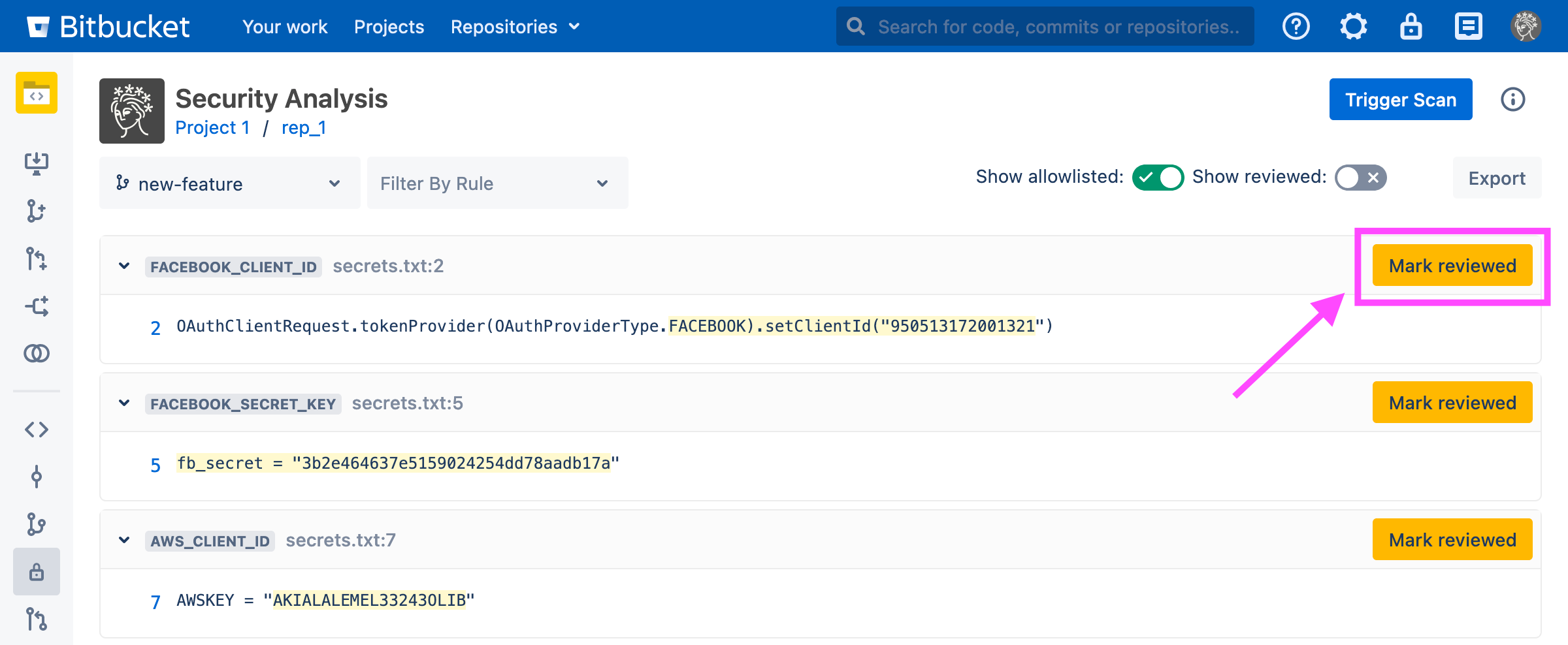 Hiding false positives, revoked credentials, etc.
