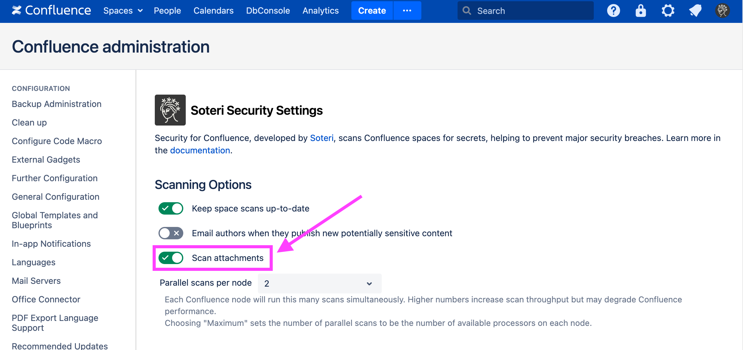 Scanning Files Attached to Pages